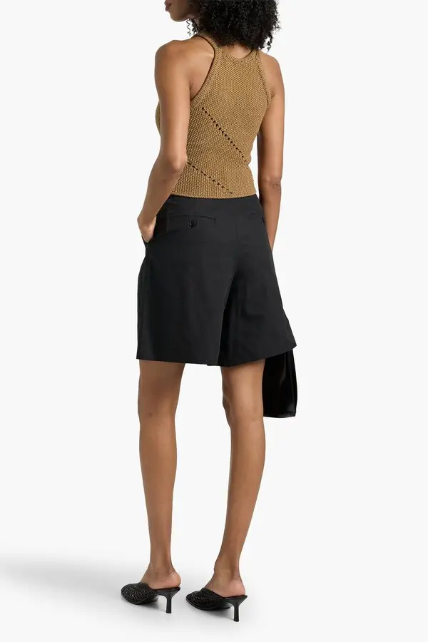 Max Mara Ecuba Pleated Cotton And Linen-blend Shorts