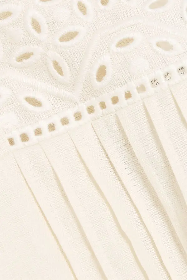 Max Mara Luglio Broderie Anglaise-trimmed Linen Midi Dress - Ecru