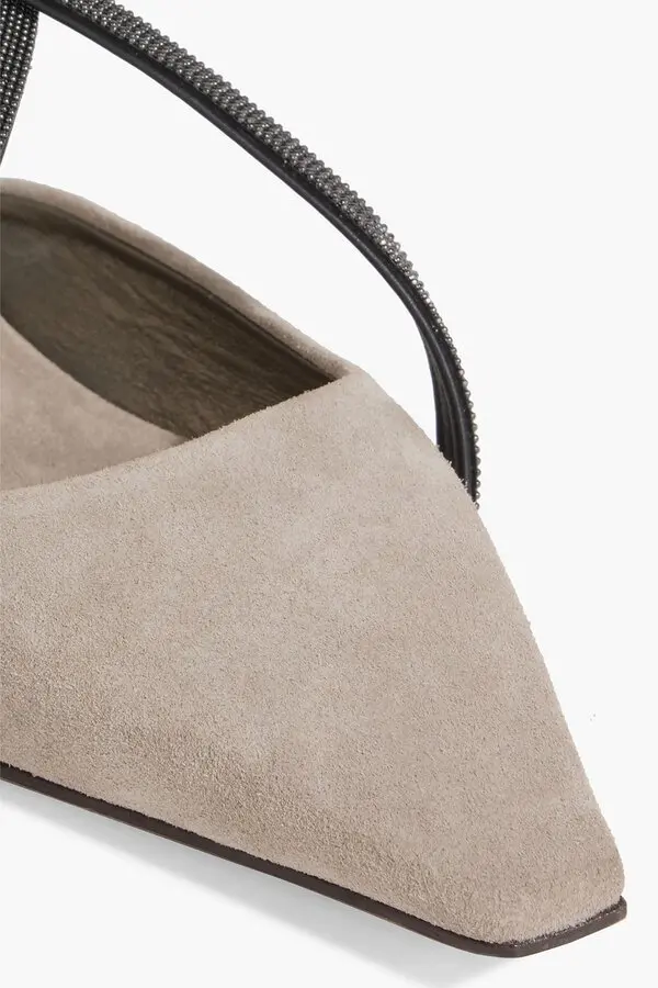 Brunello Cucinelli Bead-embellished Suede Flats