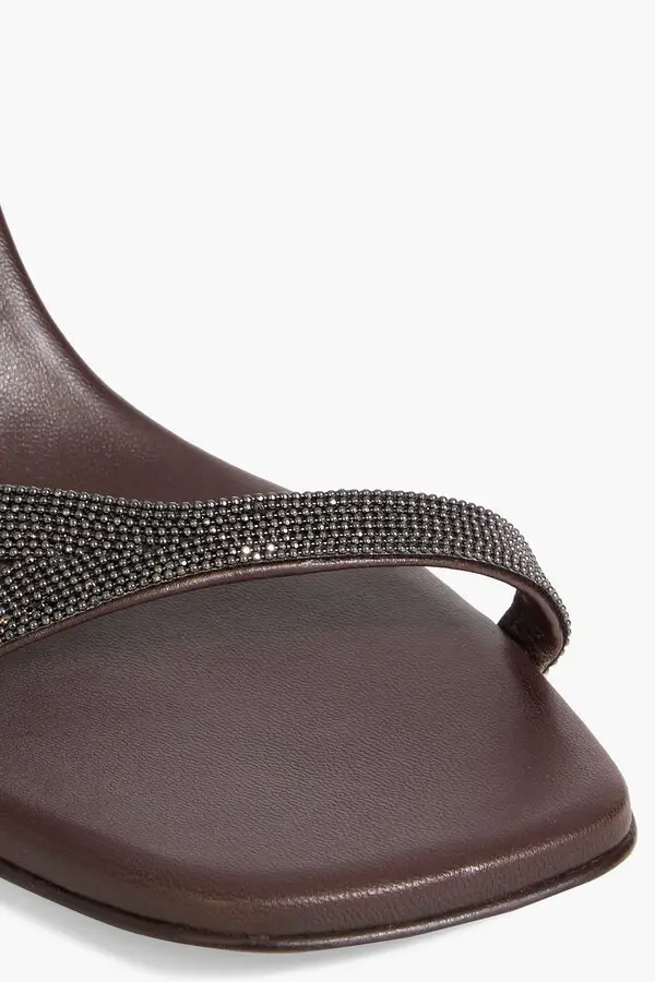 Brunello Cucinelli Leather Bead-embellished Wedge Sandals