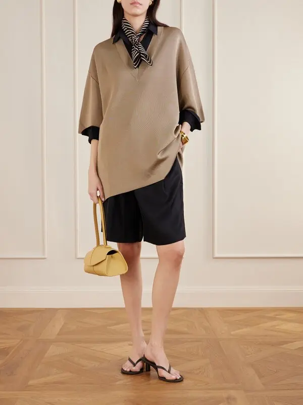 AMI Paris Double-faced Satin-jersey And Wool Sweater