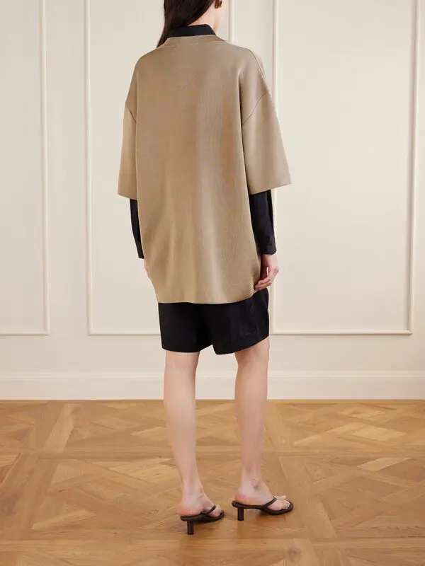 AMI Paris Double-faced Satin-jersey And Wool Sweater