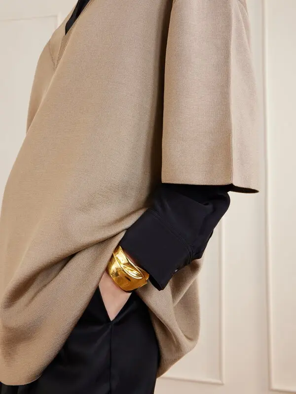 AMI Paris Double-faced Satin-jersey And Wool Sweater