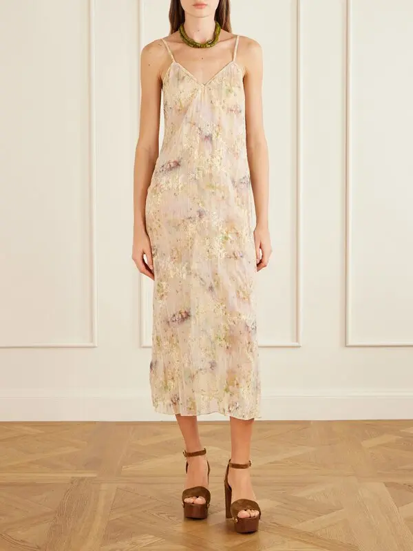Anna Sui Oasis Blossoms Slip Dress - Neutrals
