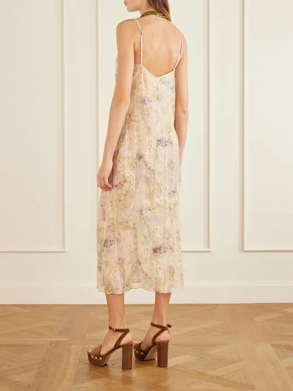 Anna Sui Oasis Blossoms Slip Dress - Neutrals