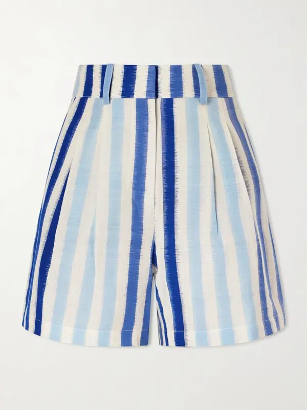 EMPORIO SIRENUSE Beatrice Ikat Striped Cotton Shorts