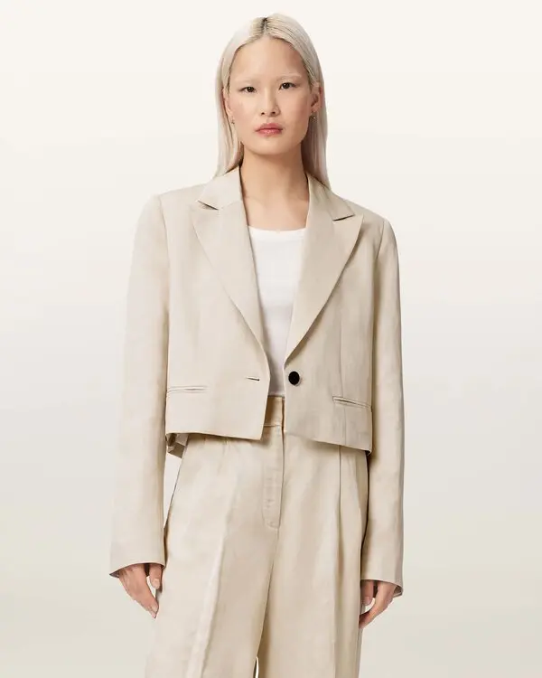 ALLSAINTS Helena Cropped Blazer - Stone