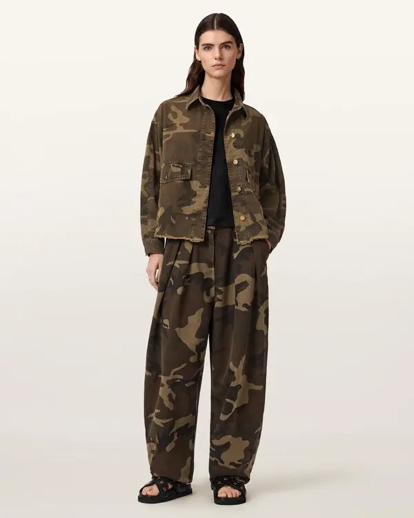 ALLSAINTS Hettie Camouflage Oversized Shacket - Green
