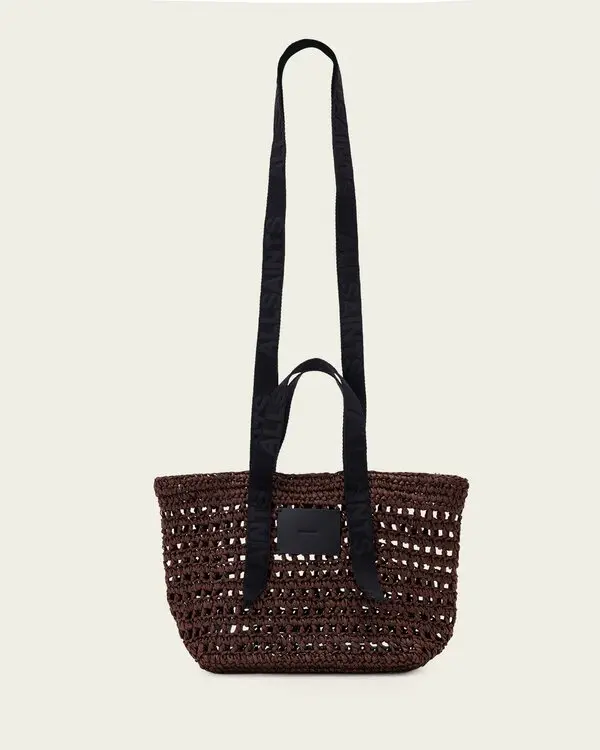 ALLSAINTS Celayne Crochet Woven Tote - Cognac Brown