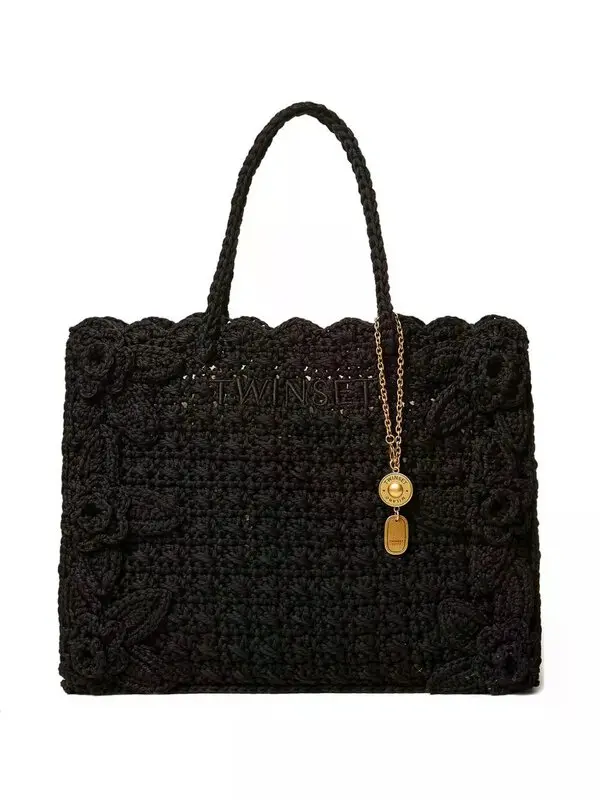 TWINSET Floral Appliqué Tote Bag