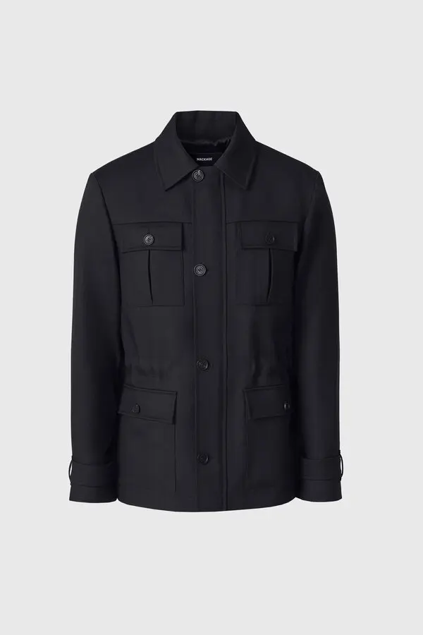 Mackage Wool Gabardine Safari Jacket - Navy