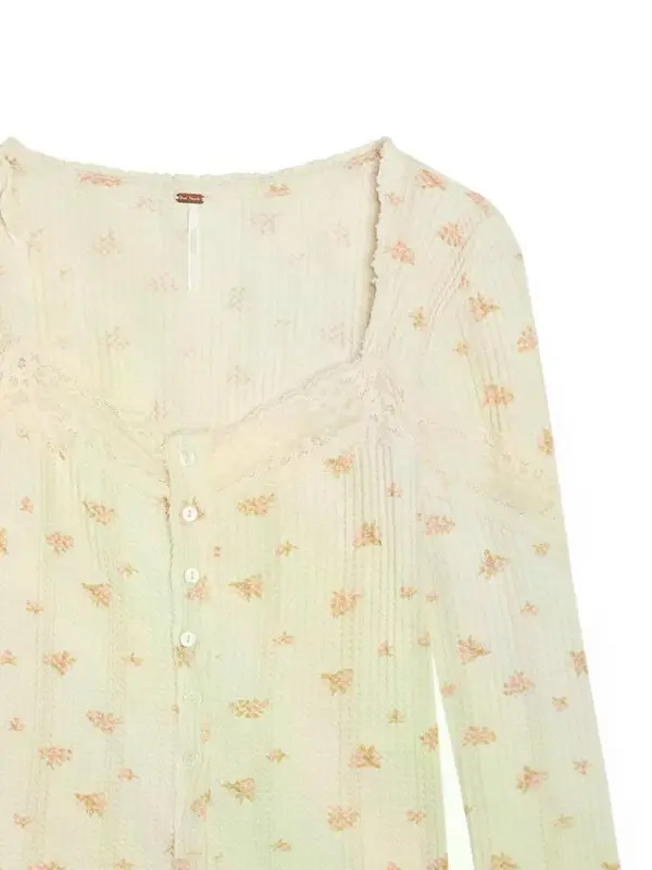 Free People Floral Print Top - Neutrals