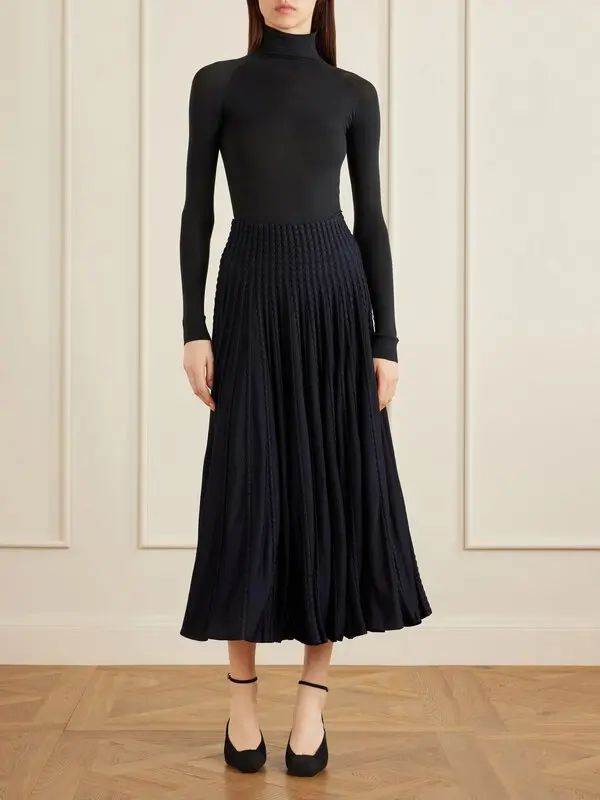 Alaïa Textured Knitted Midi Skirt