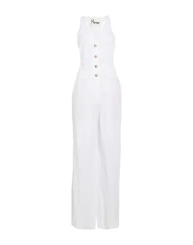 8PM Viscose And Linen Jumpsuit - White