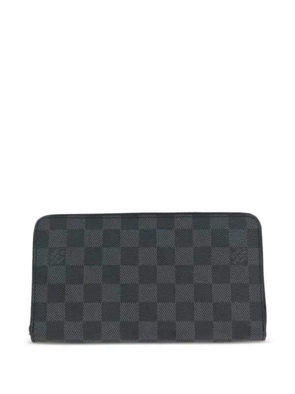 LOUIS VUITTON 2009 Zippy Damier Graphite Checkered Zip Wallet - Black