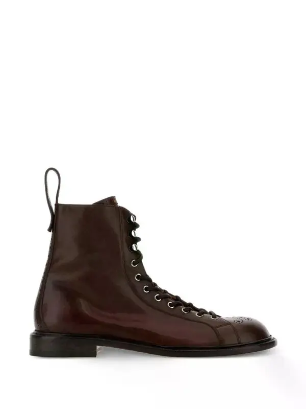 Versace Billy Lace-up Leather Boots - Brown