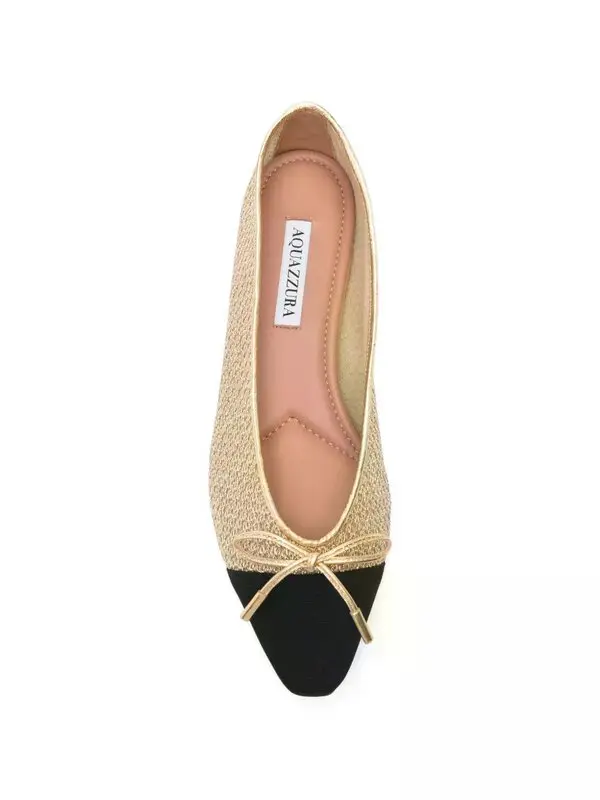 AQUAZZURA Bow-detail Ballet Flats - Gold