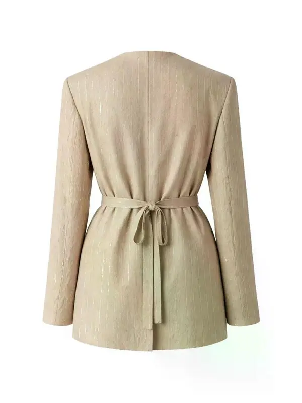 MEIMEIJ Belted V-neck Jacket - Neutrals