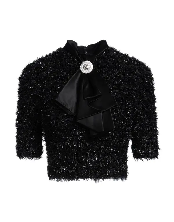 Balmain Short Sleeve Embellished Knit Top