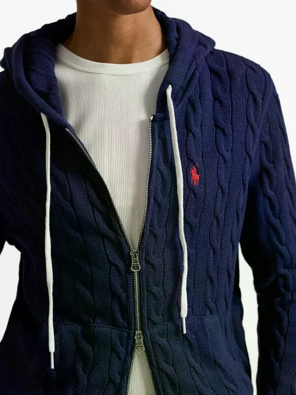 Polo Ralph Lauren Cable-knit Zip-up Hoodie - Blue