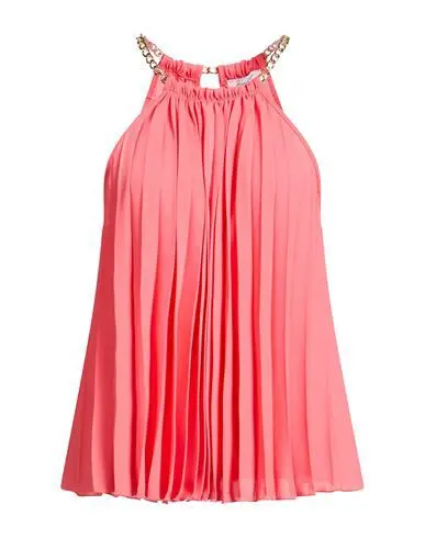 HOPPER Pleated Halter Neck Top With Chain Detail - Red