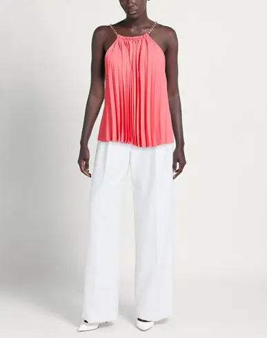 HOPPER Pleated Halter Neck Top With Chain Detail - Red