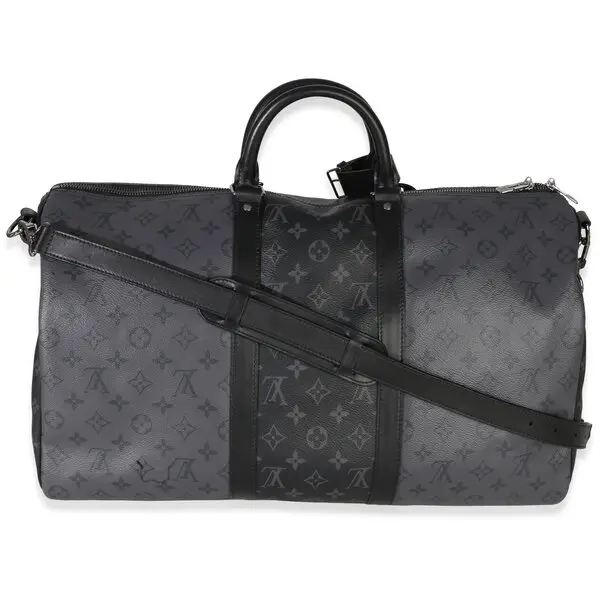LOUIS VUITTON Reverse Monogram Eclipse Canvas Keepall Bandouliere 50 - Black