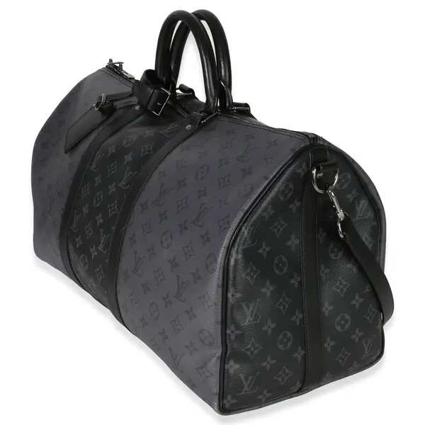 LOUIS VUITTON Reverse Monogram Eclipse Canvas Keepall Bandouliere 50 - Black