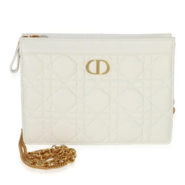 Dior Cream Cannage Caro Pouch - White