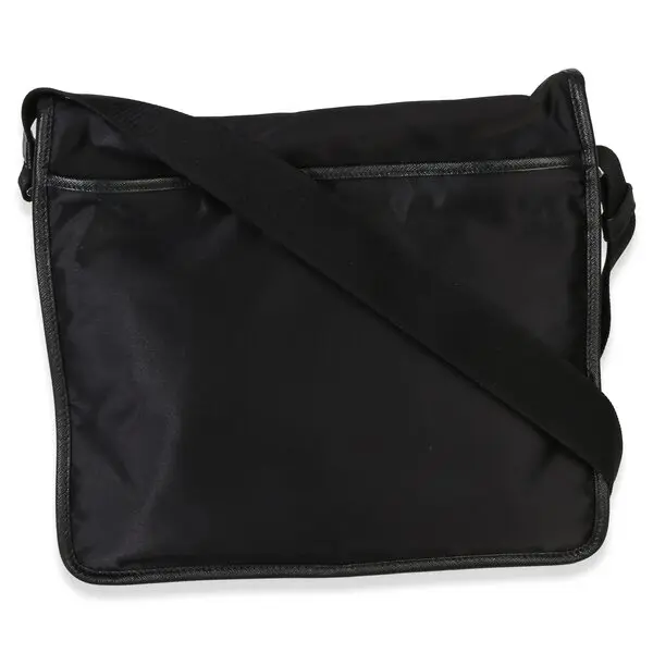 Prada Nylon Saffiano Logo Buckle Messenger Bag