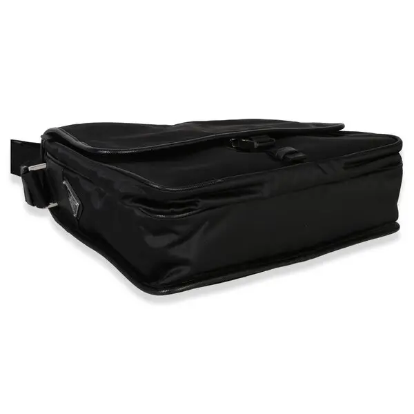 Prada Nylon Saffiano Logo Buckle Messenger Bag