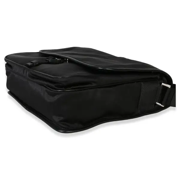 Prada Nylon Saffiano Logo Buckle Messenger Bag
