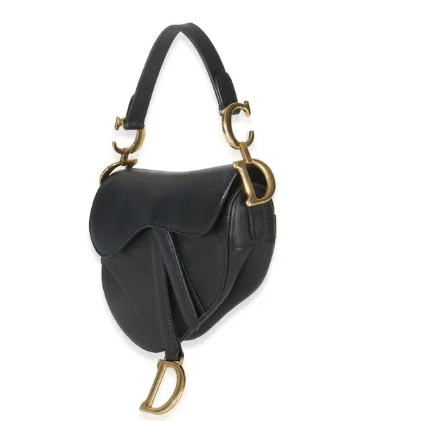 Dior Grained Calfskin Saddle Bag - Black