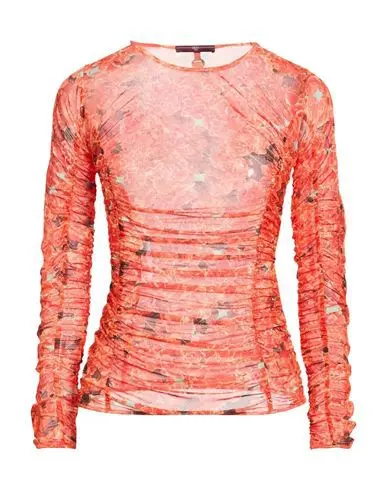 High Floral Print Mesh Top - Red