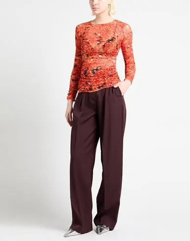 High Floral Print Mesh Top - Red