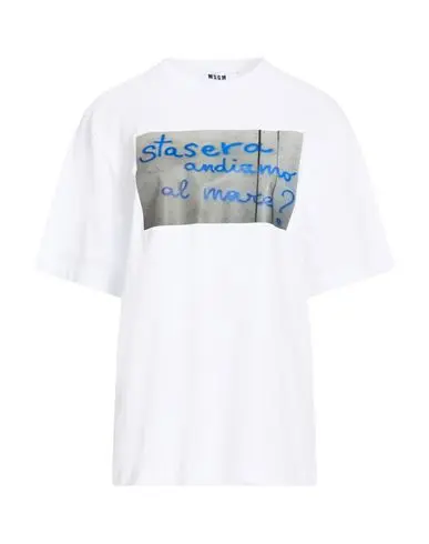 MSGM Cotton Jersey Printed T-shirt - White