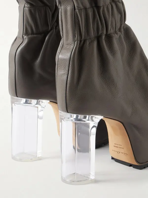 Rick Owens Taquito Gathered Leather Ankle Boots
