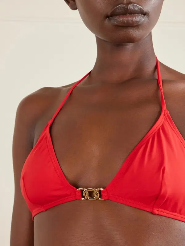 NILI LOTAN Embellished Triangle Bikini Top