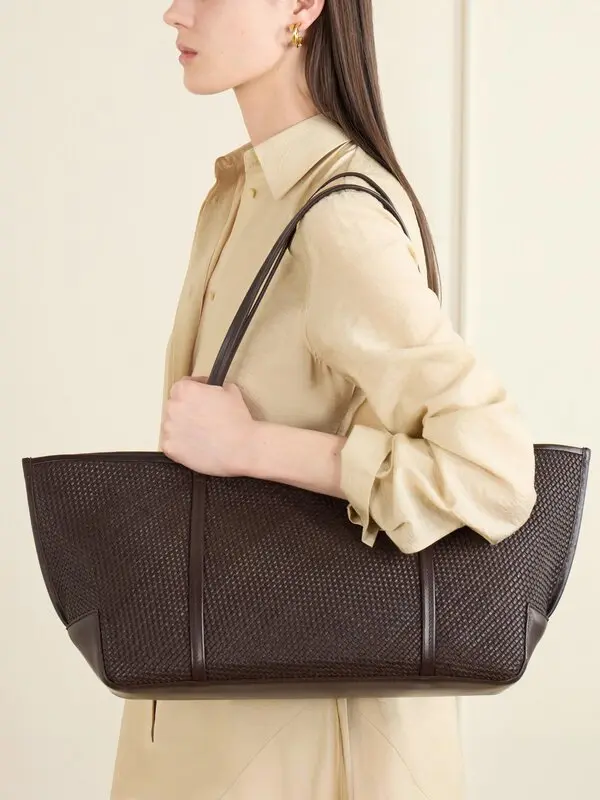 ST. AGNI Bateau Woven Leather Tote Bag - Brown
