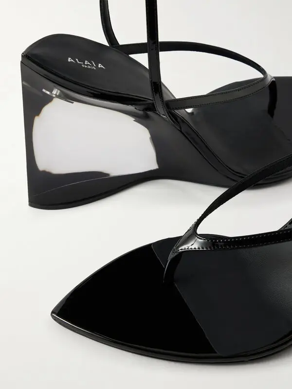 Alaïa Tong 90 Patent-leather Wedge Sandals
