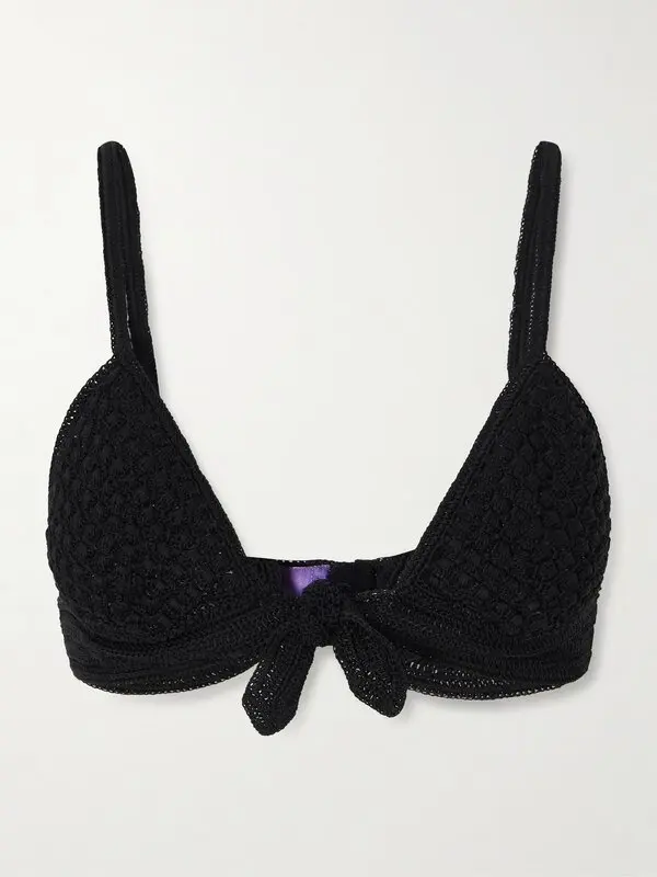 Ralph Lauren Crocheted Silk Triangle Bra - Black