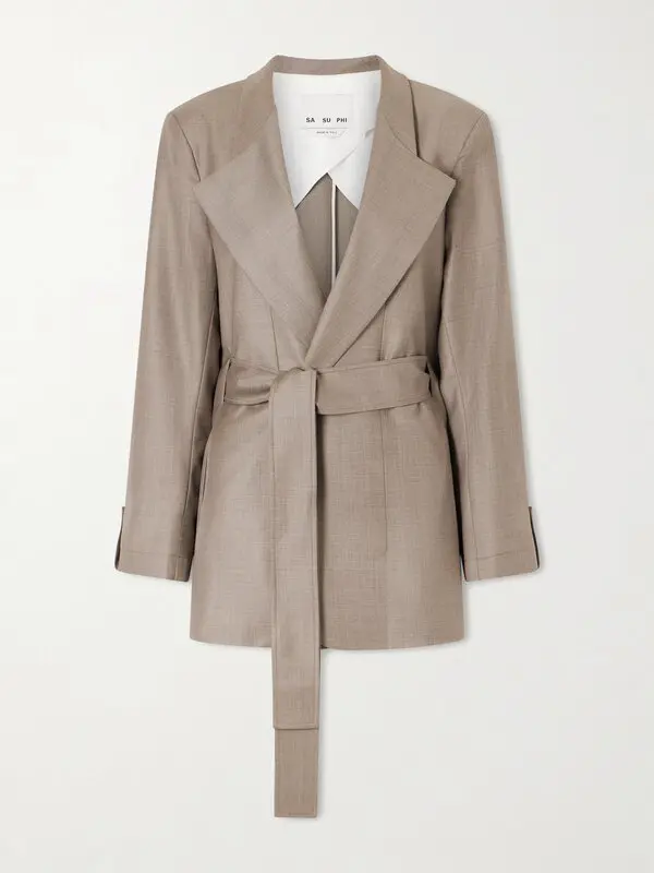 Sasuphi Lauren Belted Wool-twill Blazer