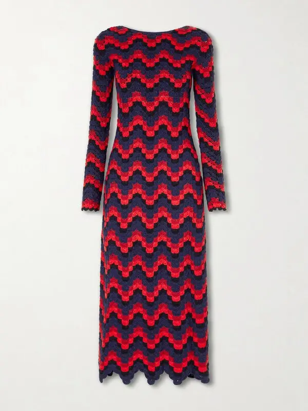 Escvdo Ursula Crocheted Cotton Maxi Dress - Red