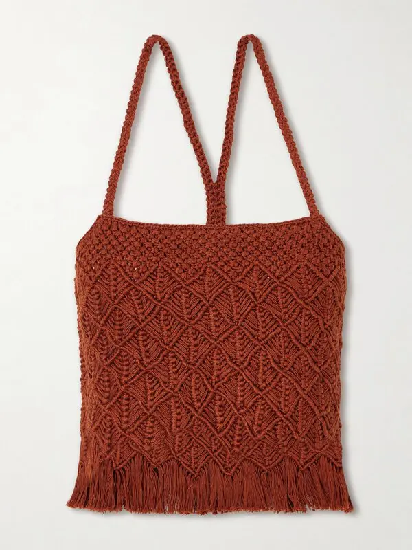 Escvdo Cantor Fringed Macramé Cotton Top