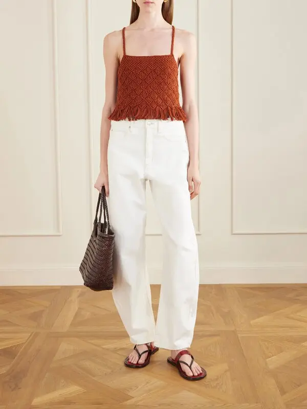 Escvdo Cantor Fringed Macramé Cotton Top