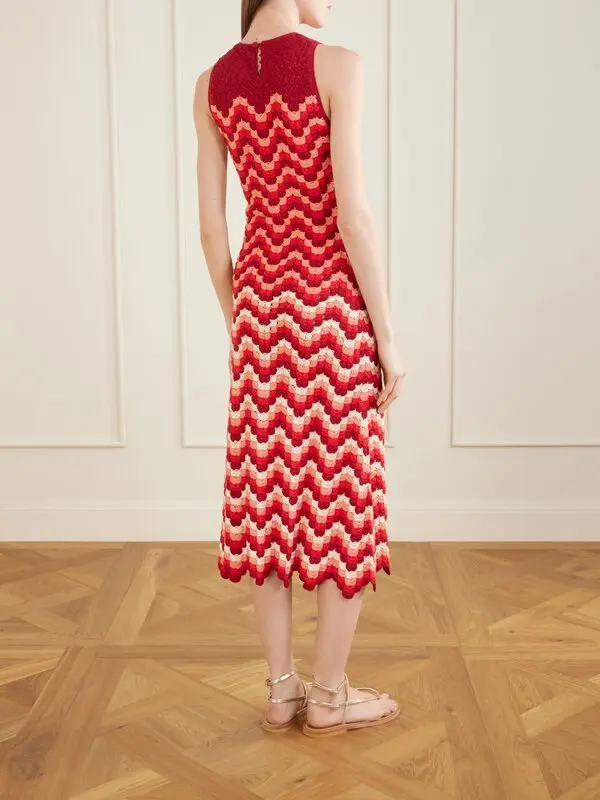 Escvdo Cuenca Scalloped Crochet Maxi Dress