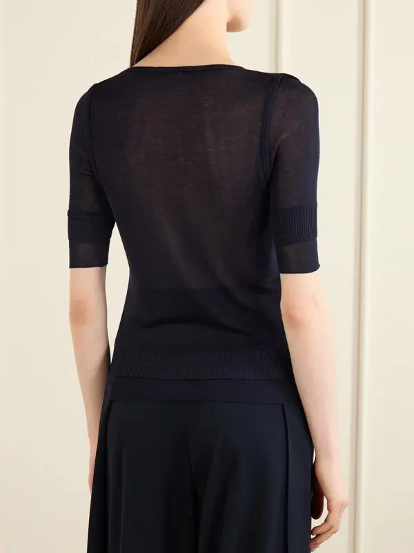 LEMAIRE Trompe L'oeil Knitted T-shirt - Blue
