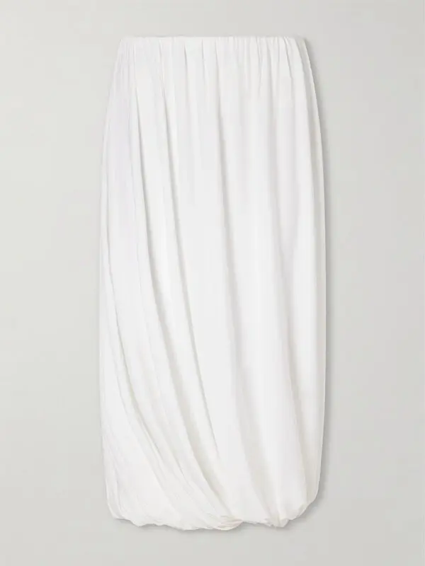 Norma Kamali Pleated Jersey Midi Skirt