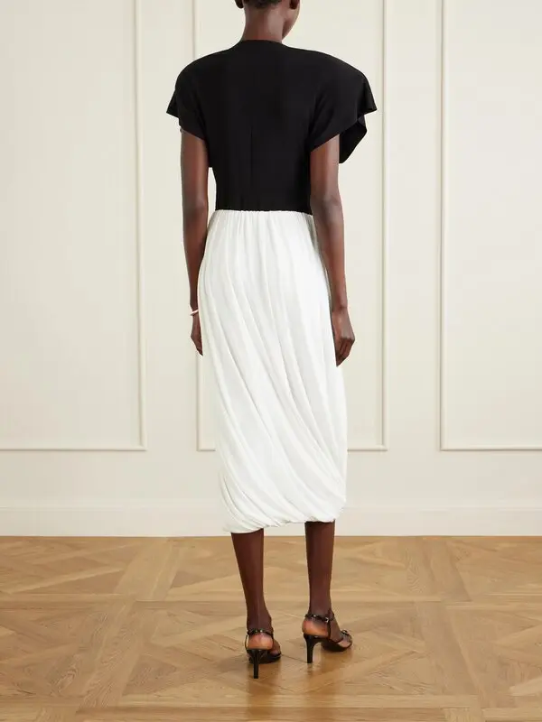 Norma Kamali Pleated Jersey Midi Skirt