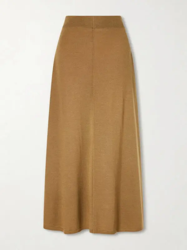 TWP Merino Wool And Silk-blend Handkerchief Hem Midi Skirt